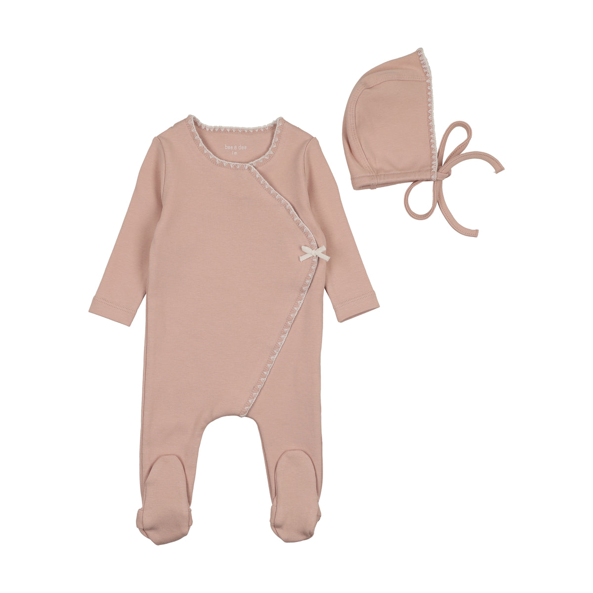 Beau bow layette set - rose dust – Peekaboo Baby Boutique